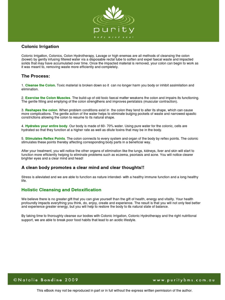 Colonic Irrigation & Hydrotherapy Guide | PDF | Colorectal Cancer ...