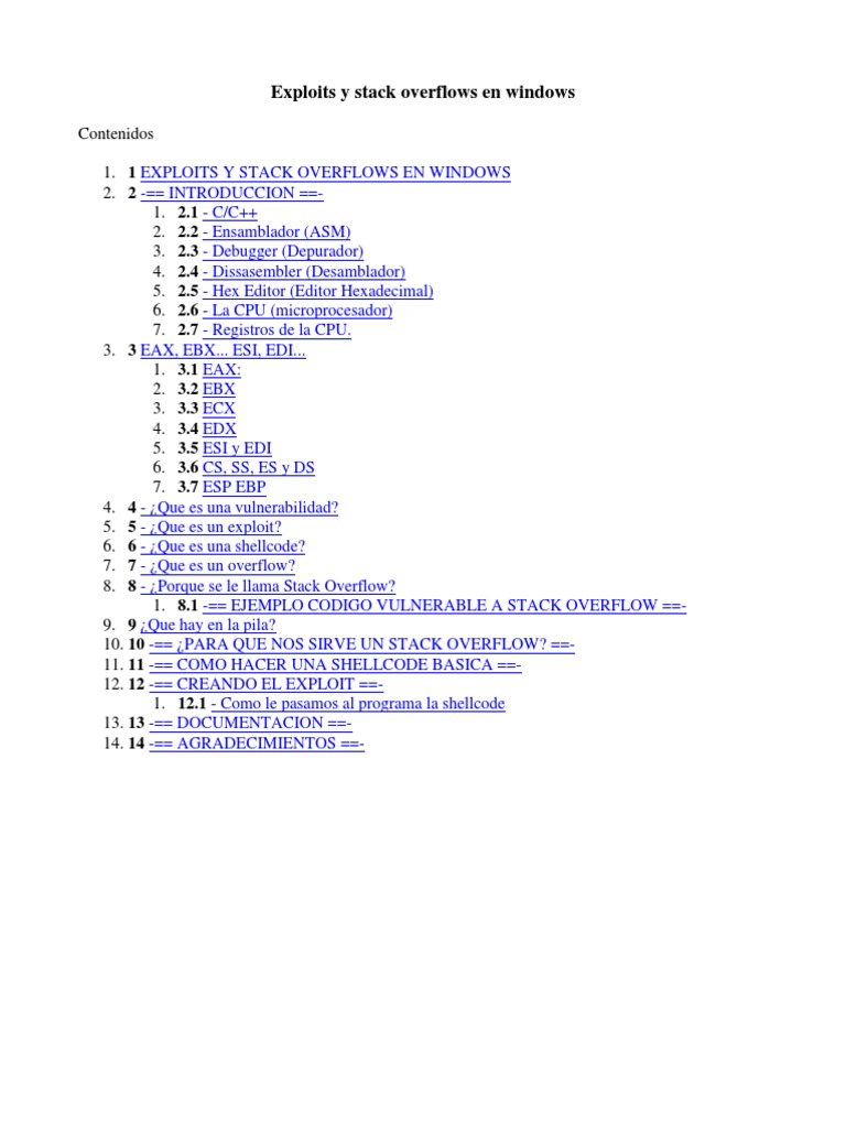 Exploits y Stack Overflows en Windows | PDF | Unidad Central de ...