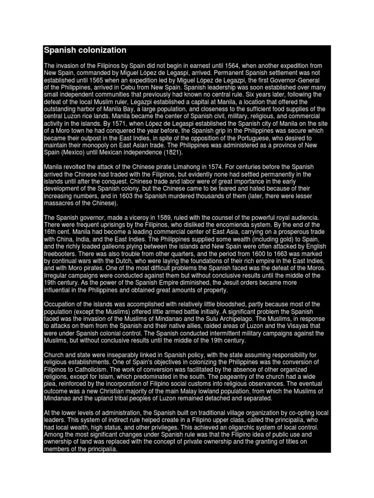 Spanish Colonization of the Philippines | PDF | Philippines | Spain