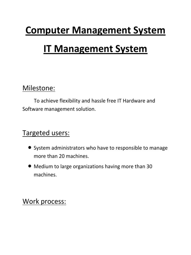Computer Management System IT Management System: Milestone | PDF