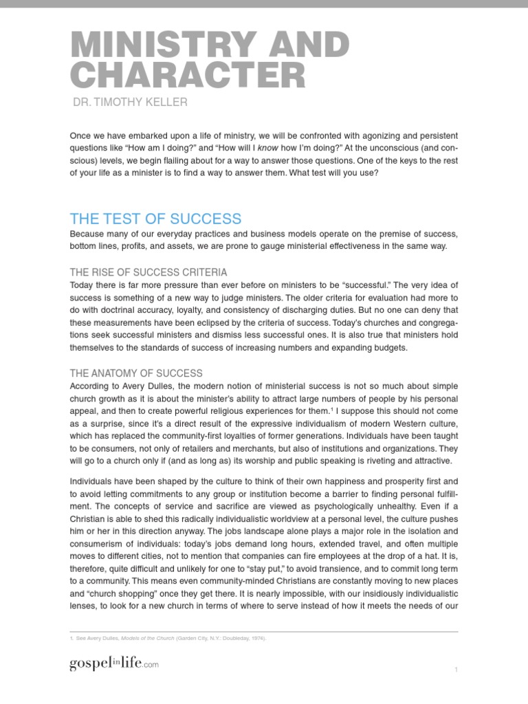 Ministry and Character | PDF