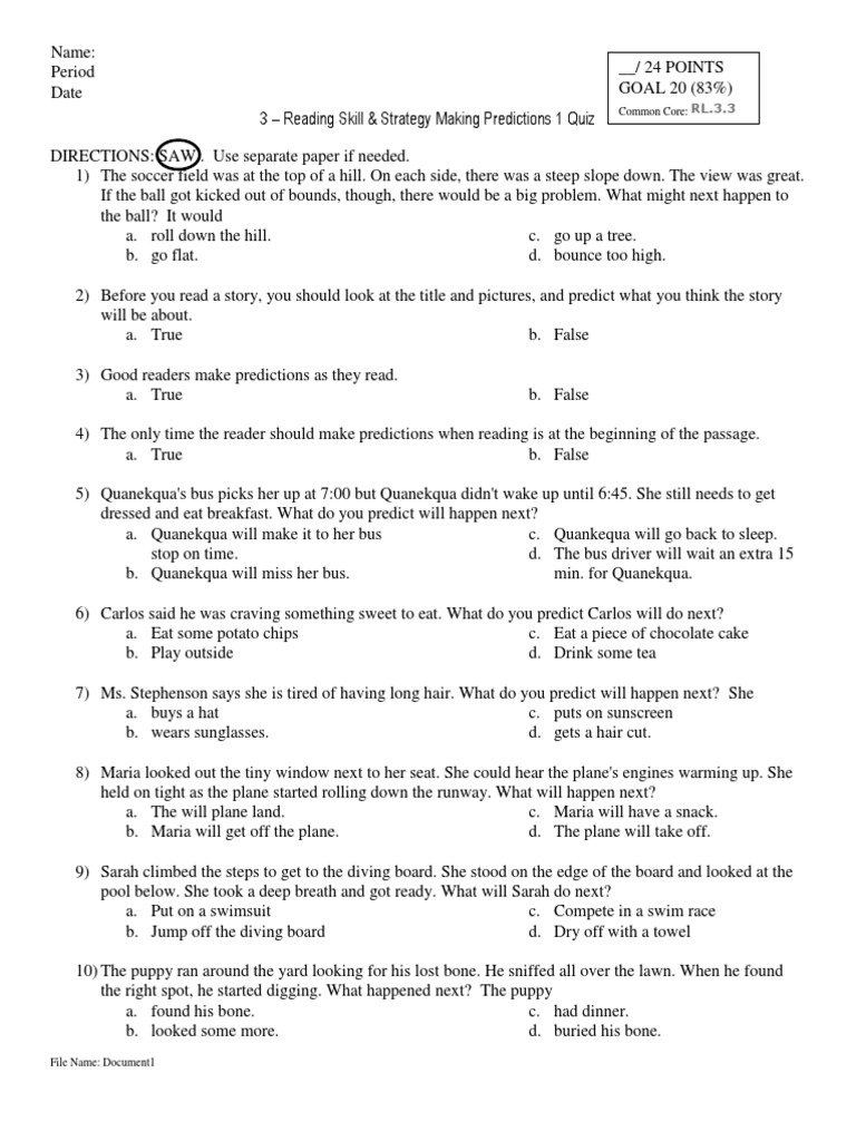 3 - Reading Skill & Strategy Making Predictions | PDF | Penguin | Volcano