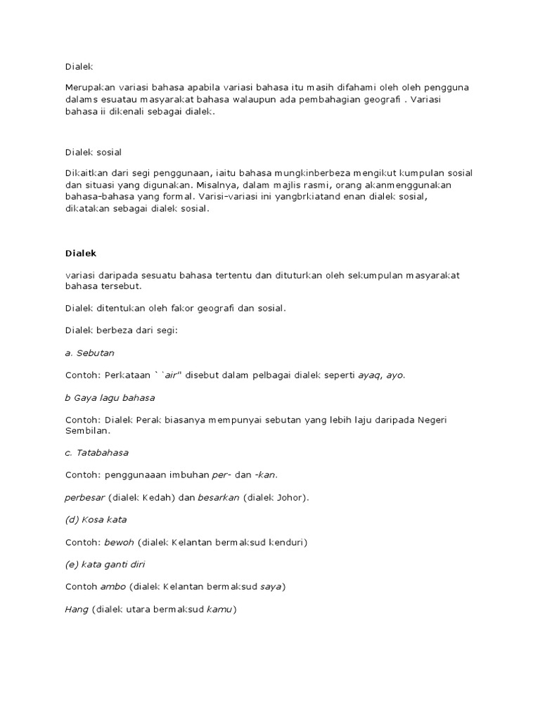 Contoh Dialek | PDF
