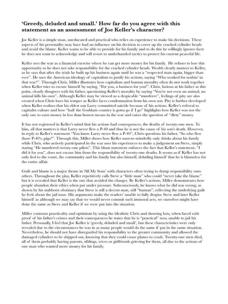 All My Sons (Arthur Miller) Essay | PDF | Social Institutions | Social ...