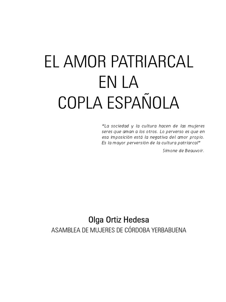 El Amor Patriarcal en La Copla Española | PDF | Romance (amor) | Patriarcado