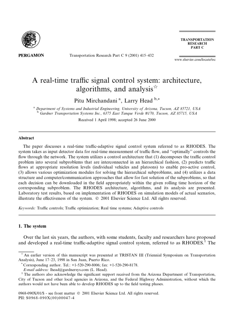 A Real-Time Tra C Signal Control System: Architecture, Algorithms, and ...