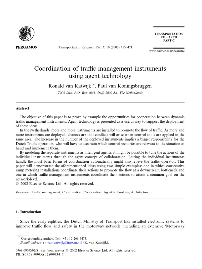 Coordination of Tra C Management Instruments Using Agent Technology ...