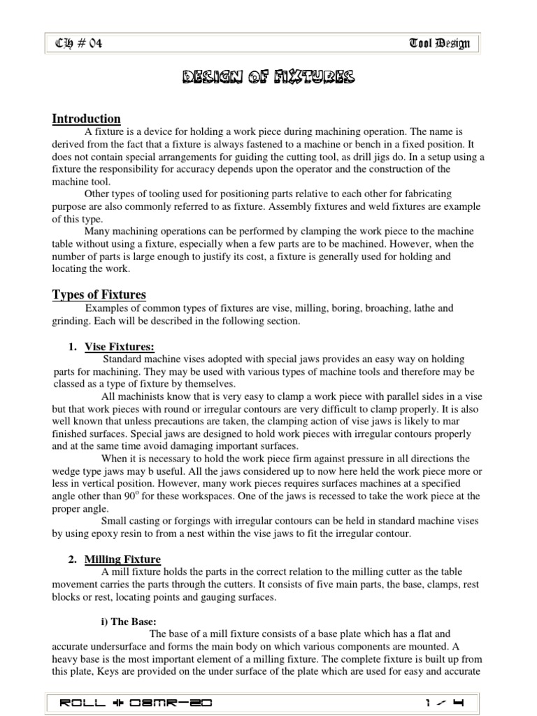 Fixture Design for Machining Operations | PDF | Machining | Grinding ...