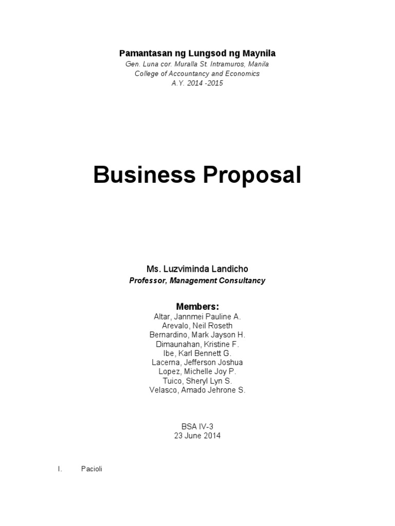 Business Proposal | PDF | Food And Drink | Beverages
