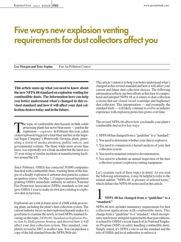 Explosion Venting Requirements | PDF | Explosion | Occupational Safety And Health Administration