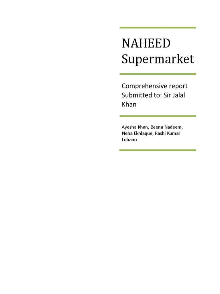 NAHEED Supermarket (Comprehensive Report On Retail Stores Chain in ...