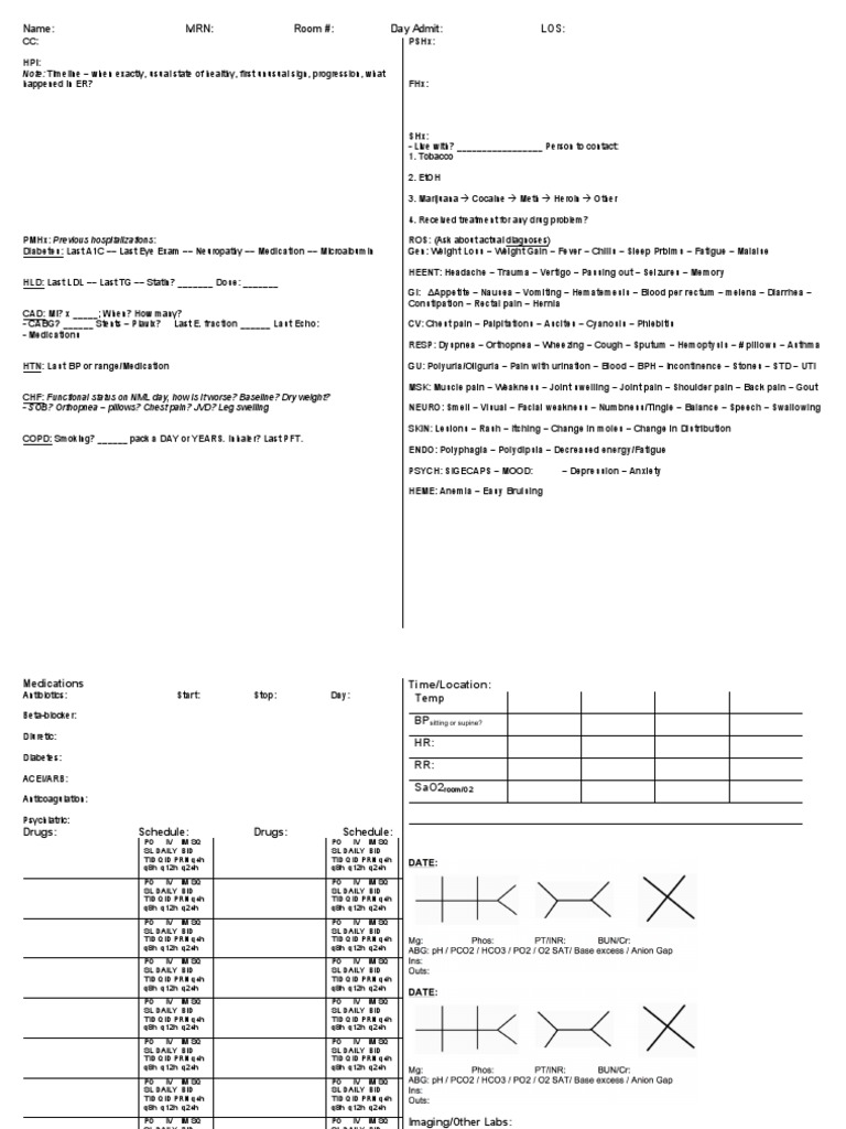 History and Physical Sheet | PDF | Symptoms And Signs | Clinical Medicine