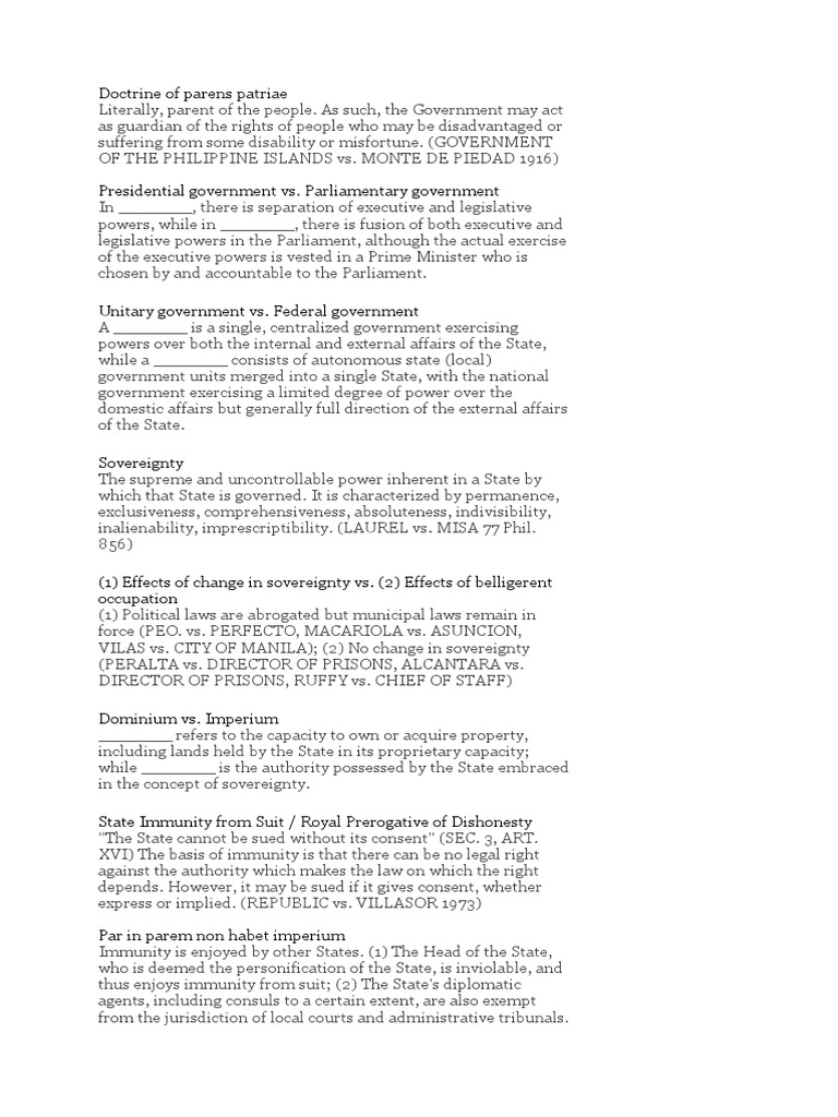 Doctrine of Parens Patriae | PDF | Sovereign Immunity | Police Power ...