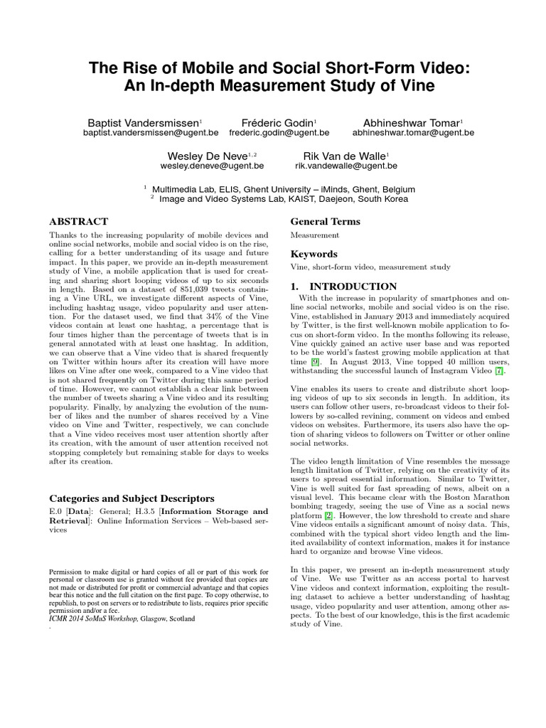 The Rise of Mobile and Social Short-Form Video: An In-Depth Measurement ...