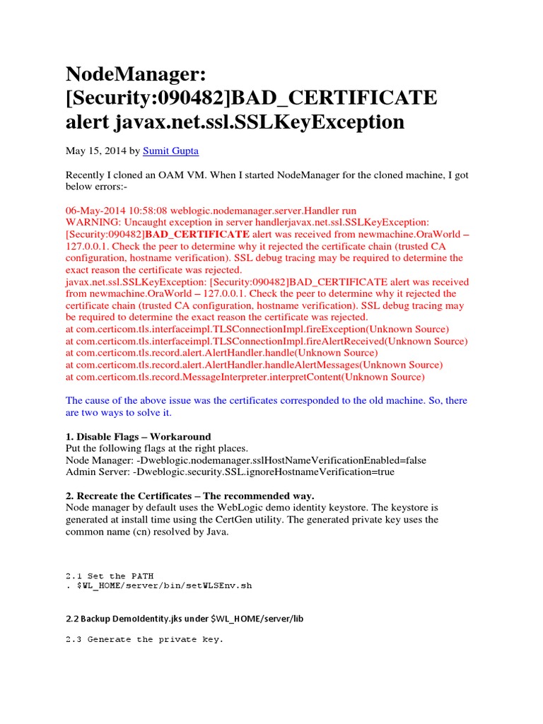 NodeManager SSLKeyException | PDF | Transport Layer Security | Public Key Certificate