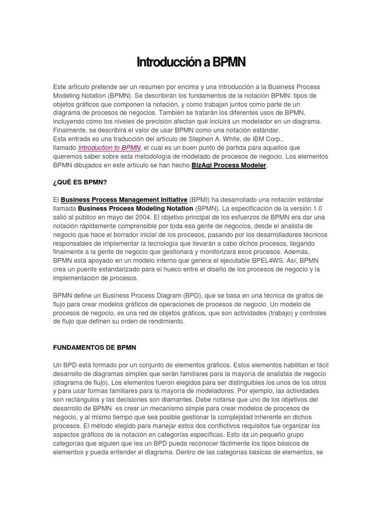 Introducción A BPMN | PDF | Informática | Software