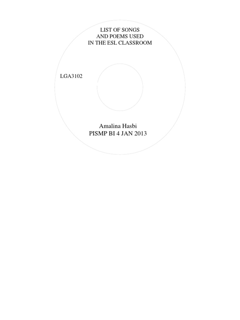 ESL Classroom Songs and Poems List | PDF