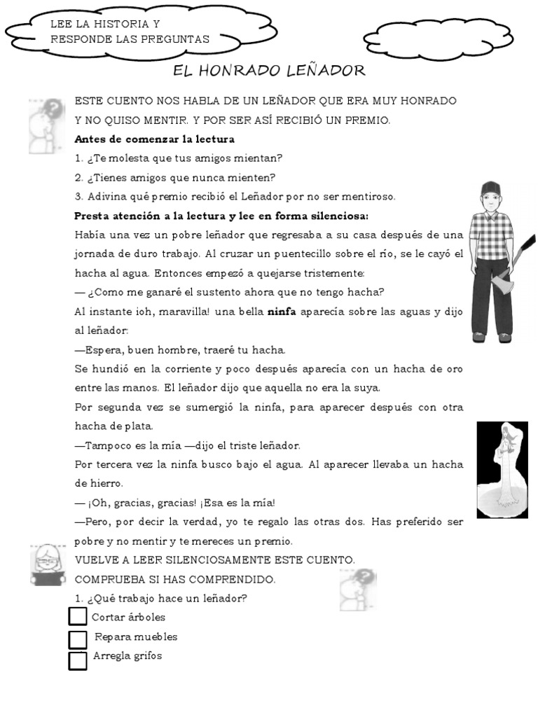 El Honrado Leñador Segunda Practica de Comunicacion y Matematica | PDF ...