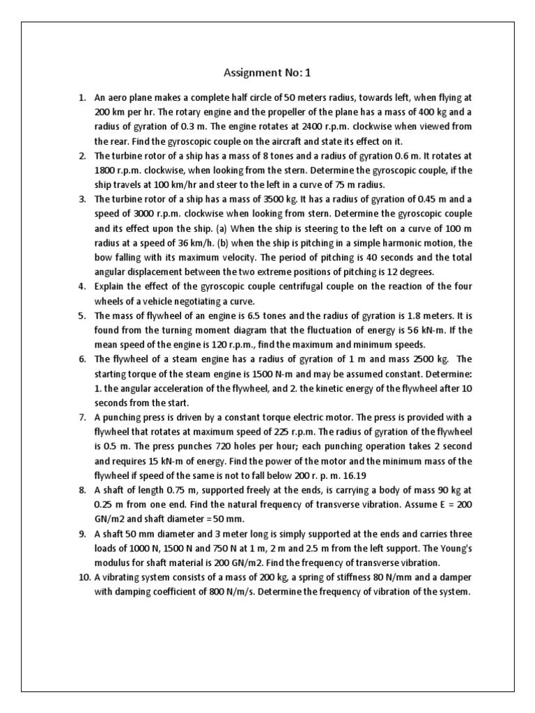 Worksheet 1 | PDF | Gyroscope | Turbine