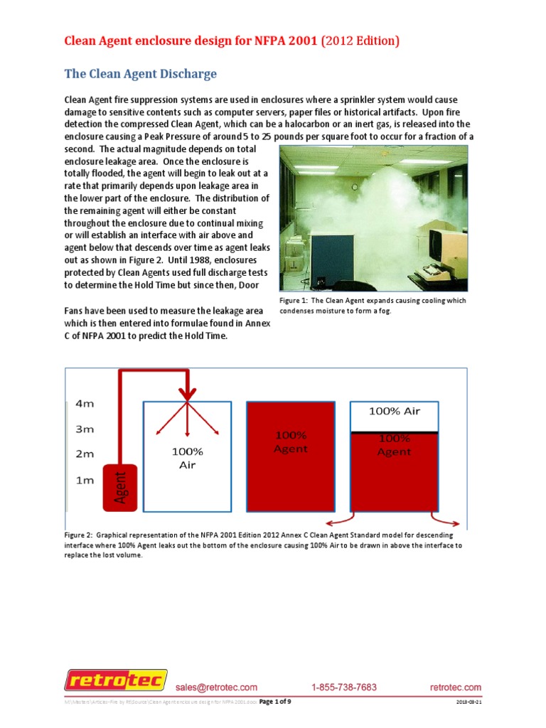 Clean Agent Enclosure Design Per NFPA 2001 | PDF | Leak | Mechanical Fan