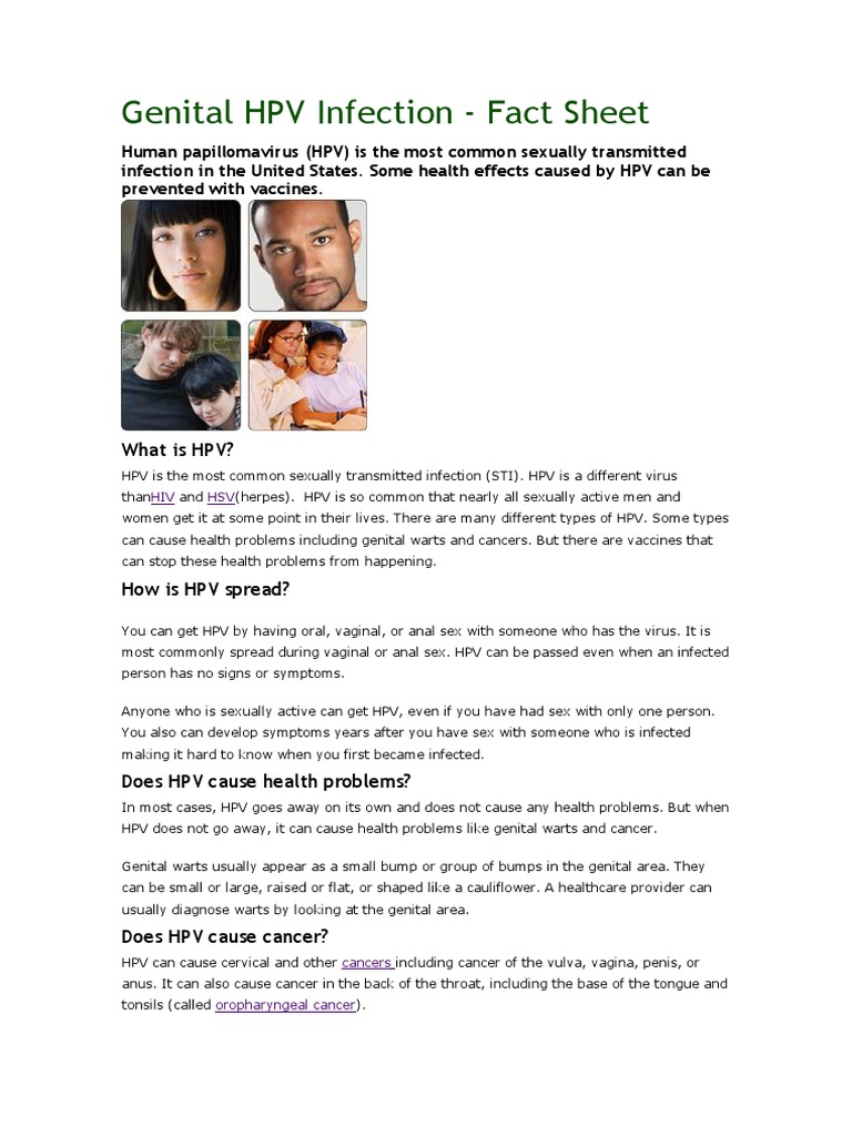 Genital HPV Infection - Fact Sheet | PDF | Cervical Cancer | Sexually Transmitted Infection