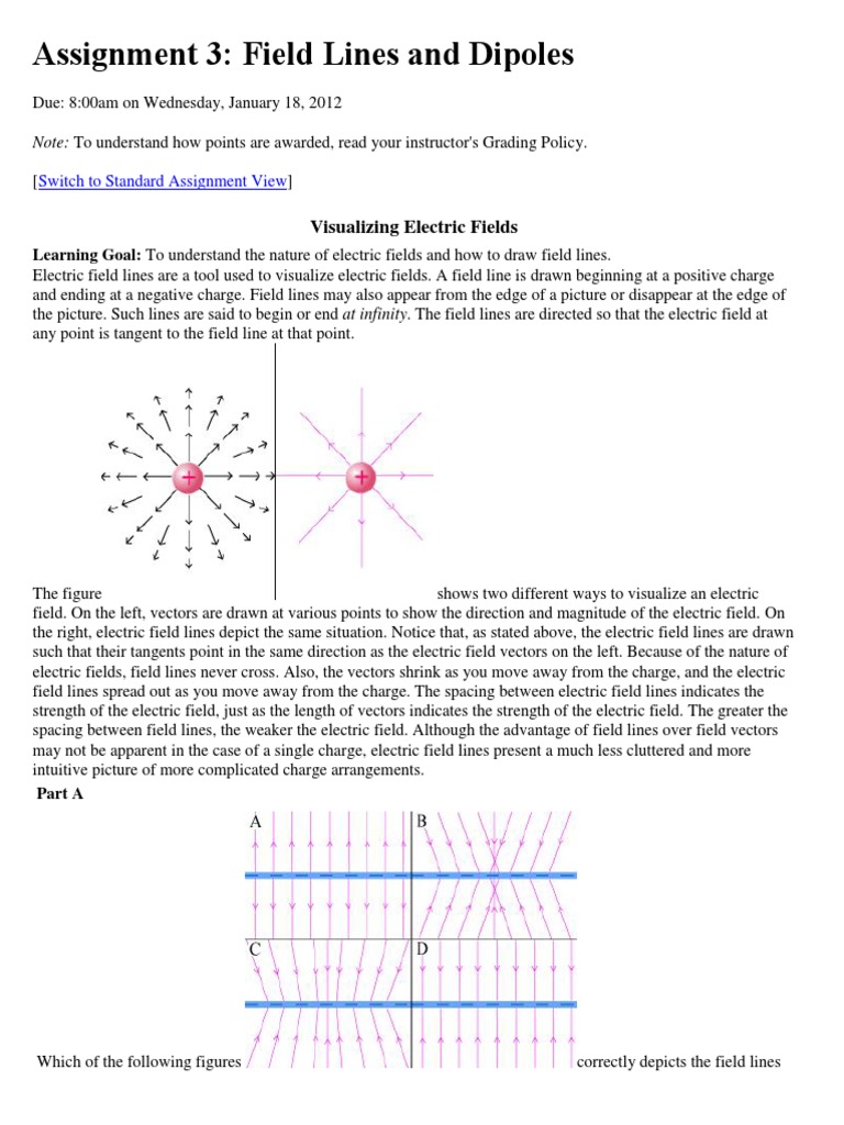 Electric Field Lines and Dipoles | PDF | Electric Field | Torque