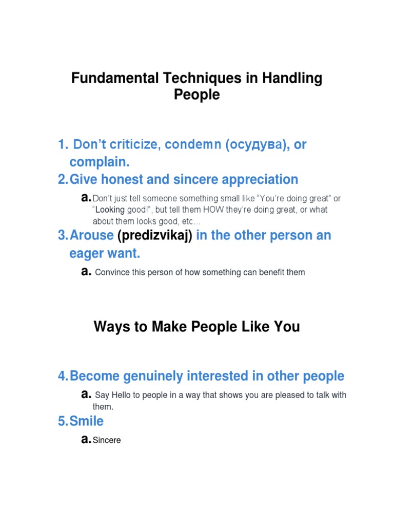 Fundamental Techniques in Handling People | PDF