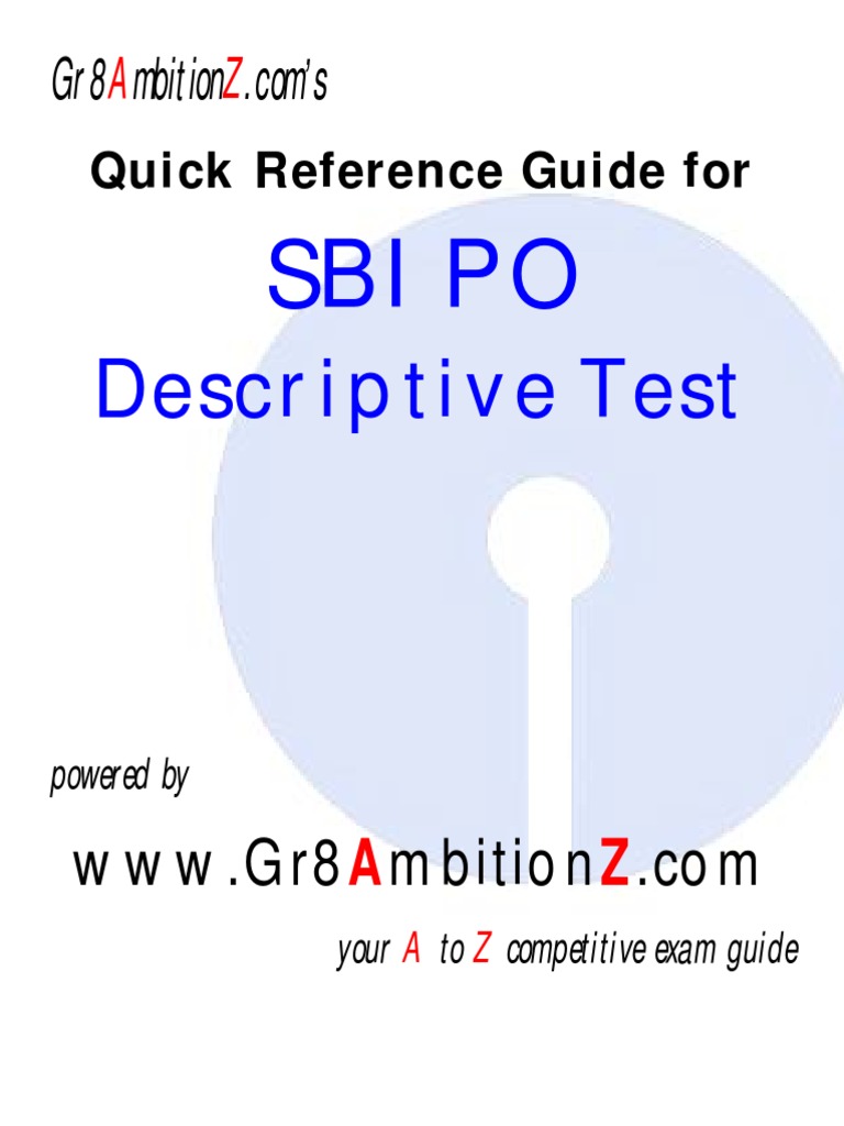 SBI PO Descriptive Test Reference Guide | PDF | Essays | Reading ...