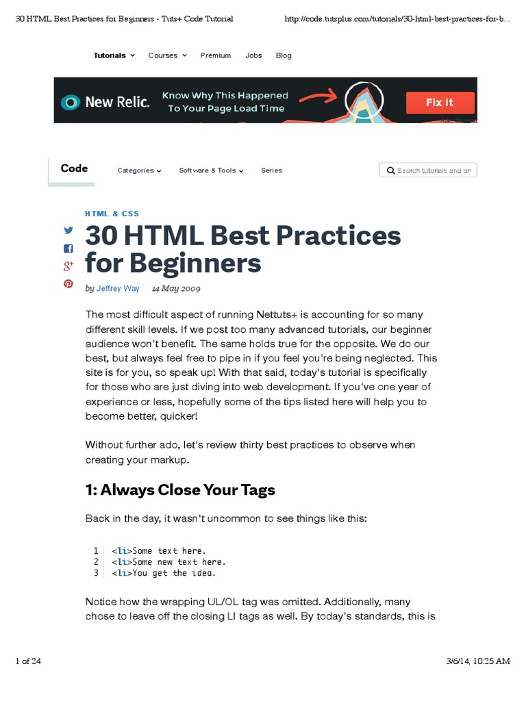 30 HTML Best Practices For Beginners | PDF | Html Element | Html