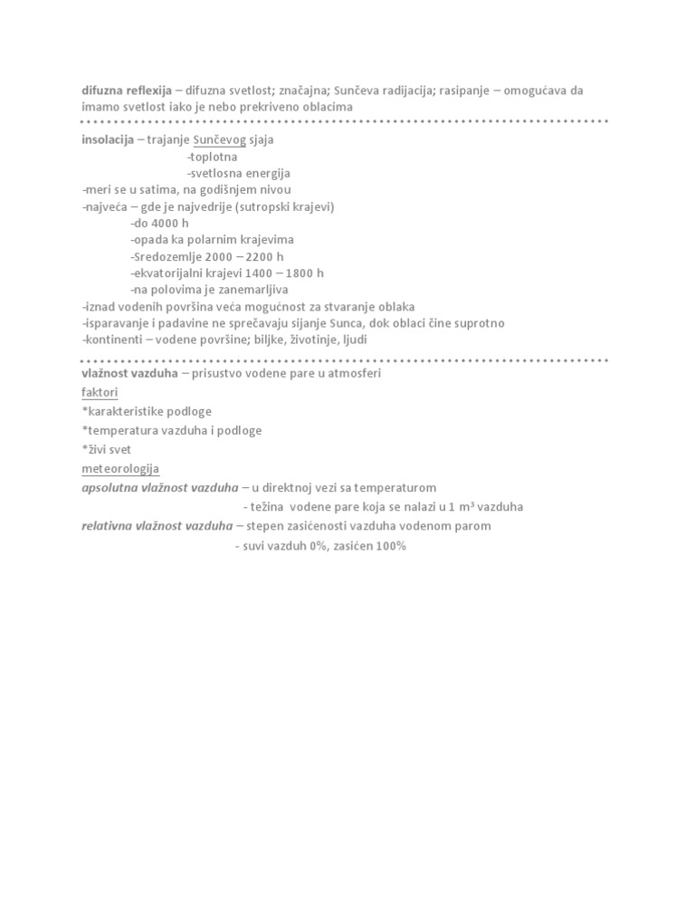 Insolacija, Vlaznost Vazduha | PDF