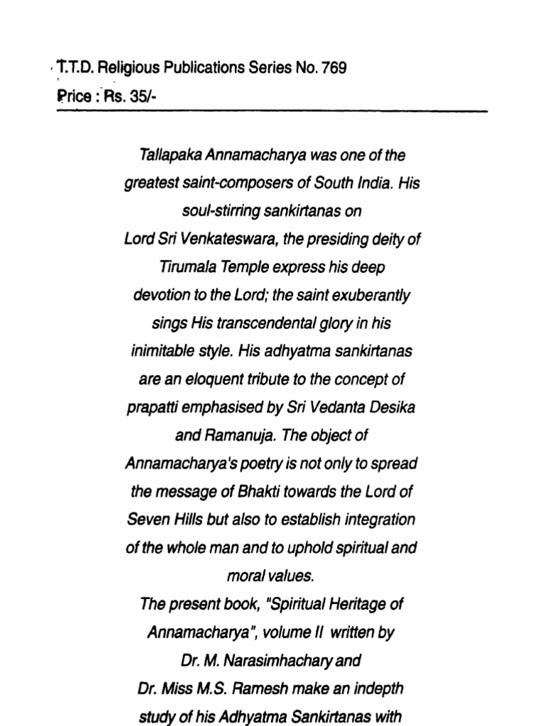 Annamacharya Meanings English | PDF