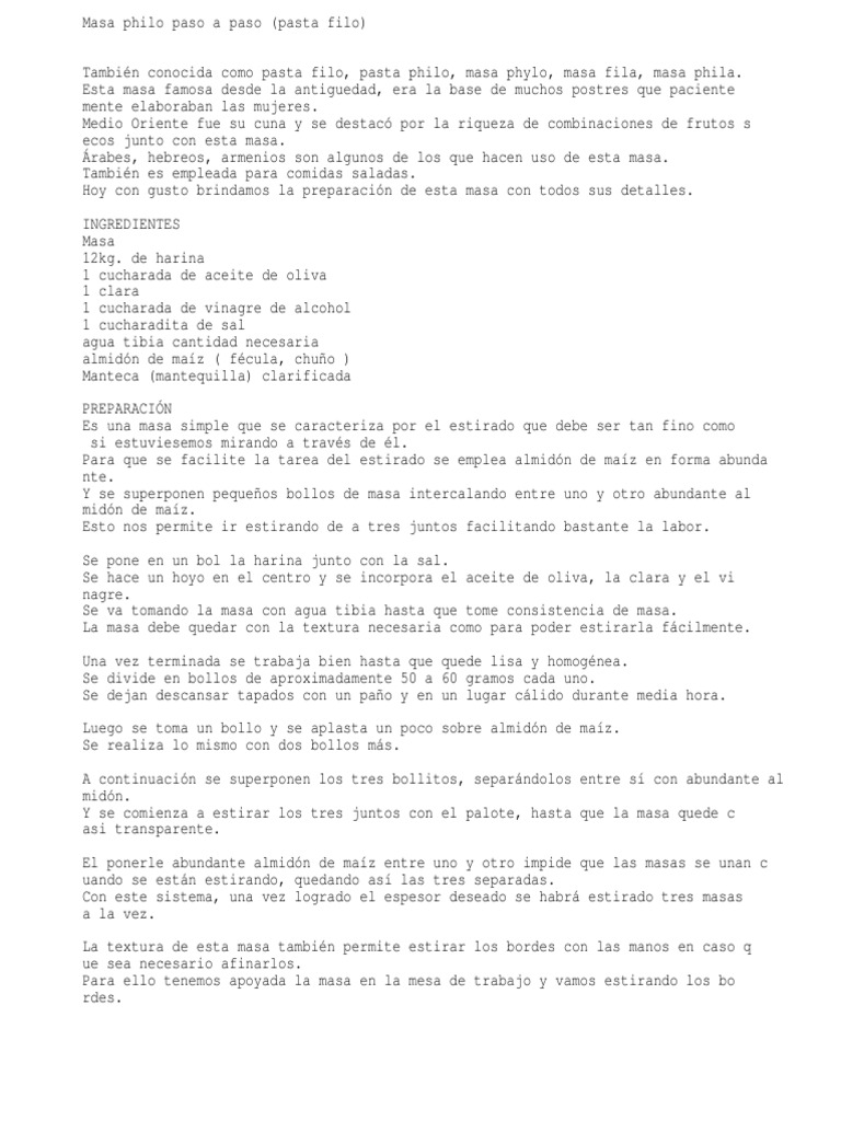Masa Philo Paso A Paso (Pasta Filo) Especial para Strudel | PDF ...