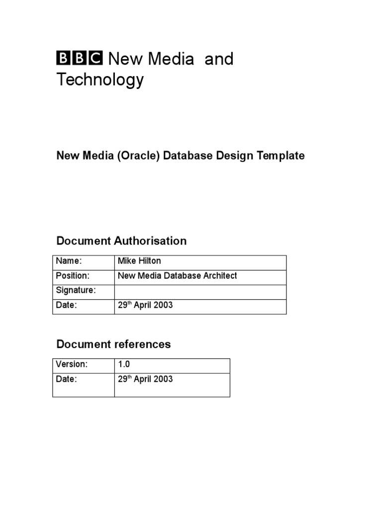 Oracle Database Design Template | PDF | Application Programming Interface | Database Design