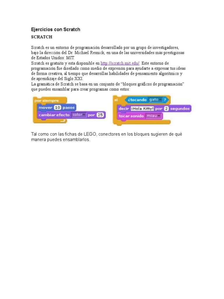 Ejercicios Con Scratch | PDF | Scratch (lenguaje de programación) | Informática