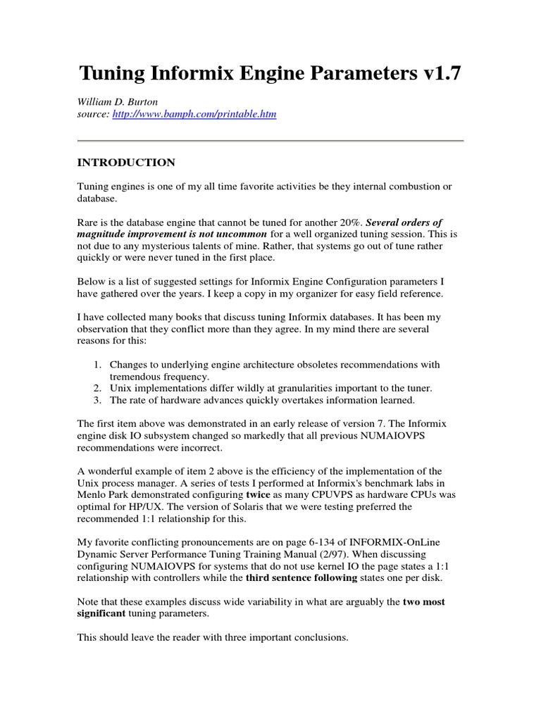 Tuning Informix Engine Parameters | PDF | Database Index | Computer Data