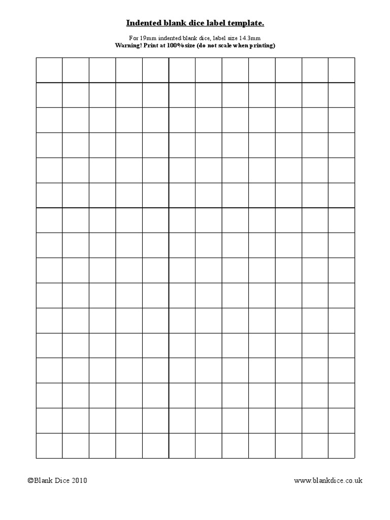 Blank Dice Label Template | PDF