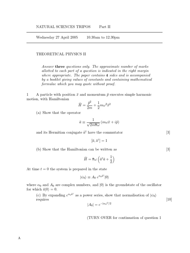 2005 - TP2 | PDF | Wave Function | Hamiltonian (Quantum Mechanics)