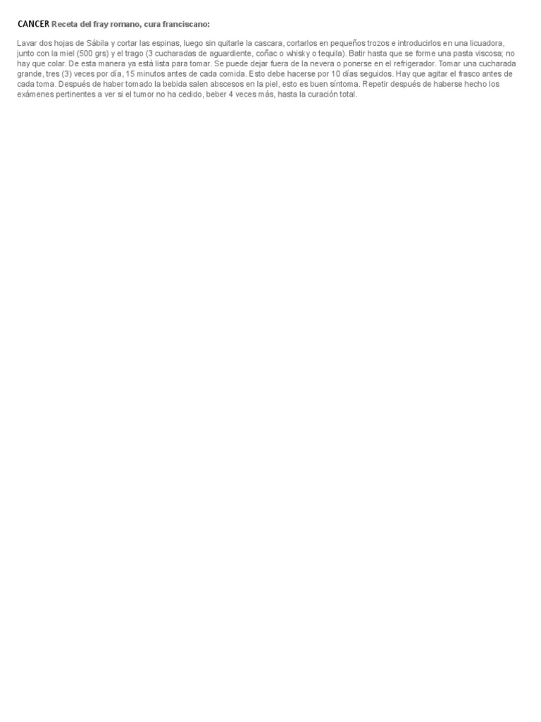 CANCER Receta Del Fray Romano | PDF