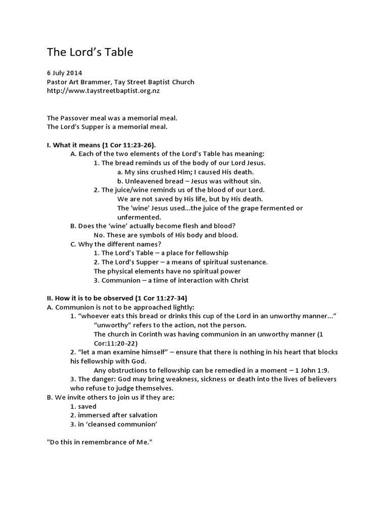 The Lord's Table | PDF