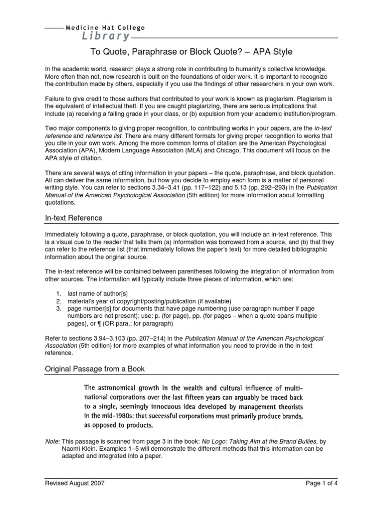 Apa Format With Quotes