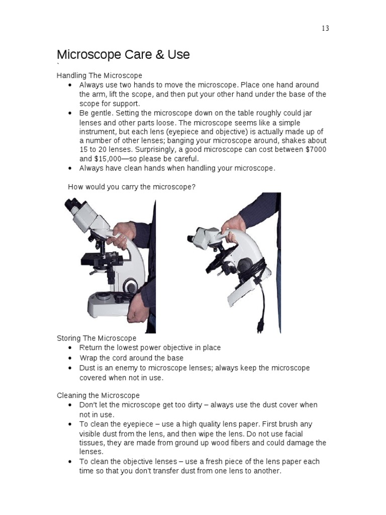 Microscope Care | PDF | Laboratory Techniques | Optics