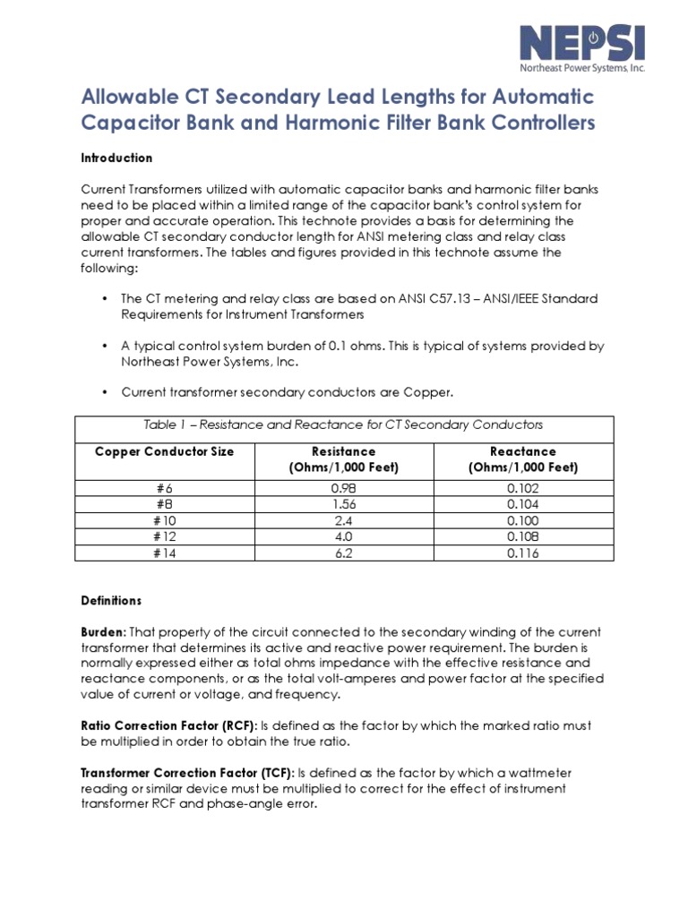 CT Lead Lengths | PDF | Transformer | Electrical Impedance