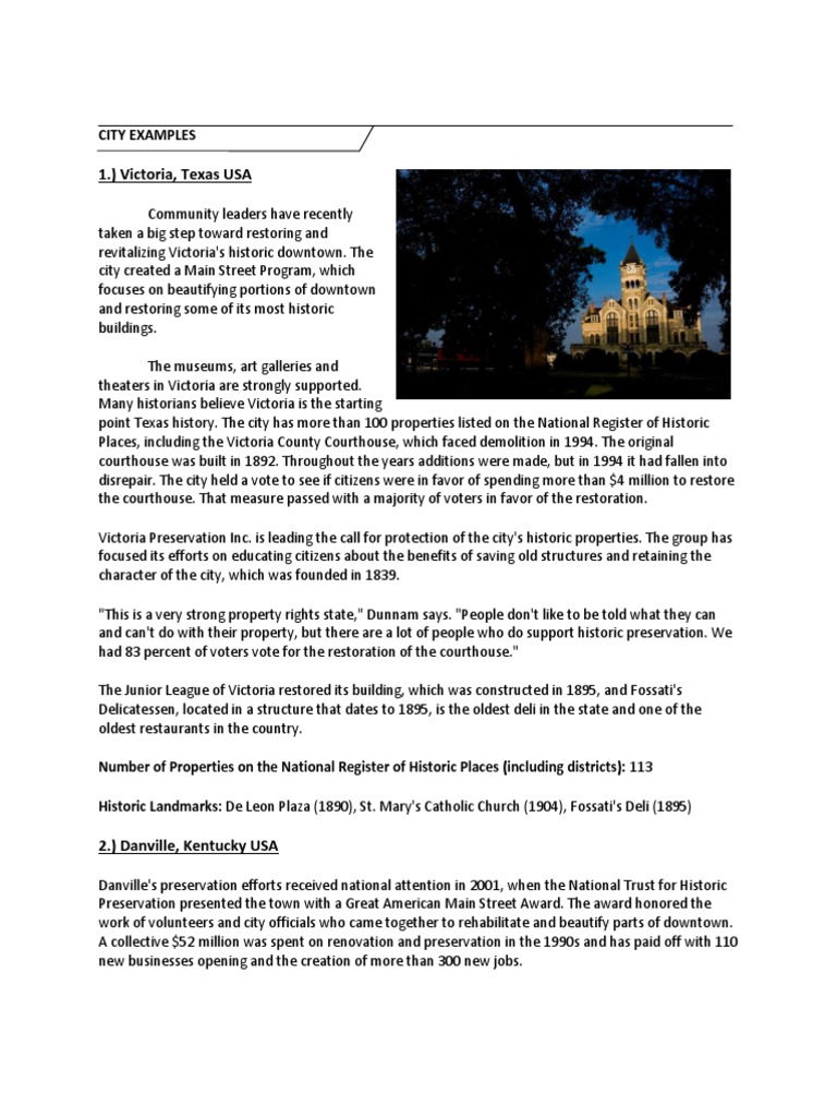 Examples of Historic Preservation | PDF | Historic Preservation ...