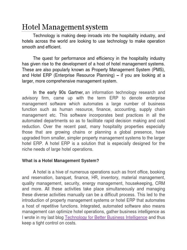 Hotel Reservation System | PDF | Enterprise Resource Planning | Business