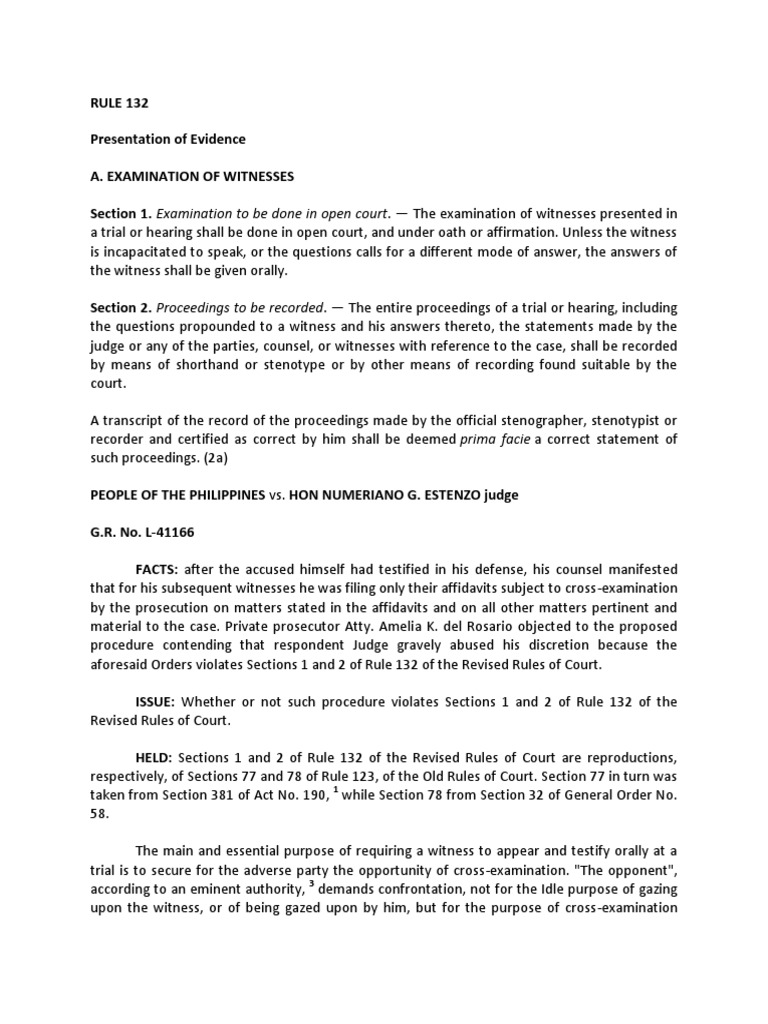 RULE 132 Sec 1-7 Digest | PDF | Hearsay | Hearsay In United States Law