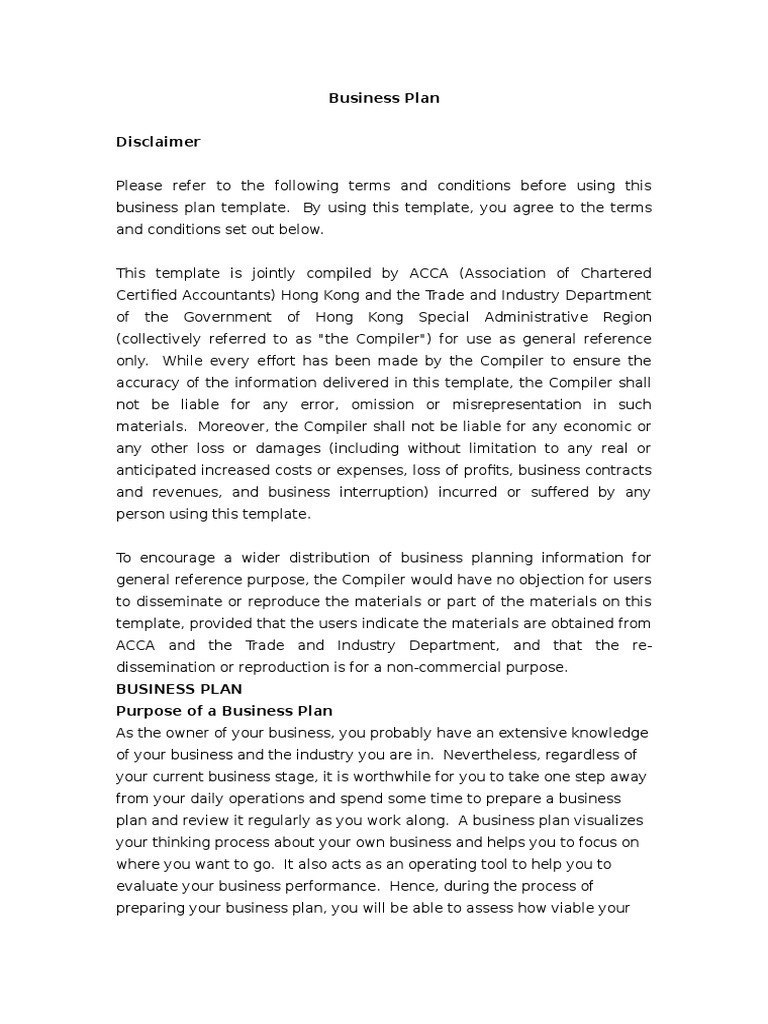 Business Plan Disclaimer | PDF