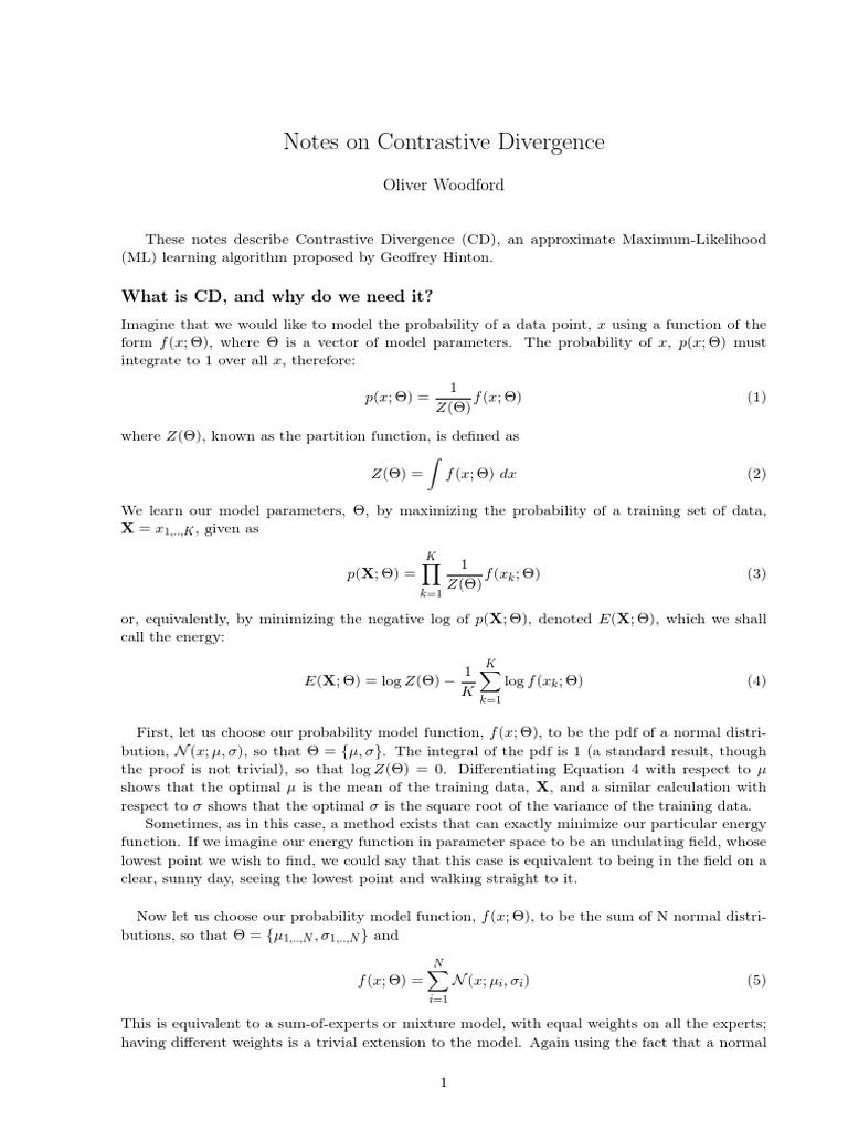 Notes On Contrastive Divergence | PDF | Mathematical Optimization ...