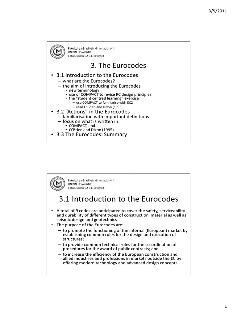 Introduction to Eurocodes Terminology | PDF | Structural Load | Weight