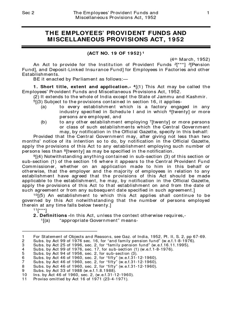 Employees Provident Fund Act | PDF | Pension | Government Of India