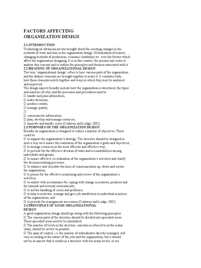 Key Factors in Organizational Design | PDF | Strategic Management ...